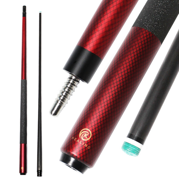 Red Pool Cue with Carbon Shaft Wood Butt Radial - 12.5mm – OKHEALING